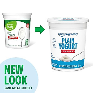 Amazon Grocery, Whole Milk Plain Yogurt, 32 Oz (Previously Amazon Fresh, Packaging May Vary)