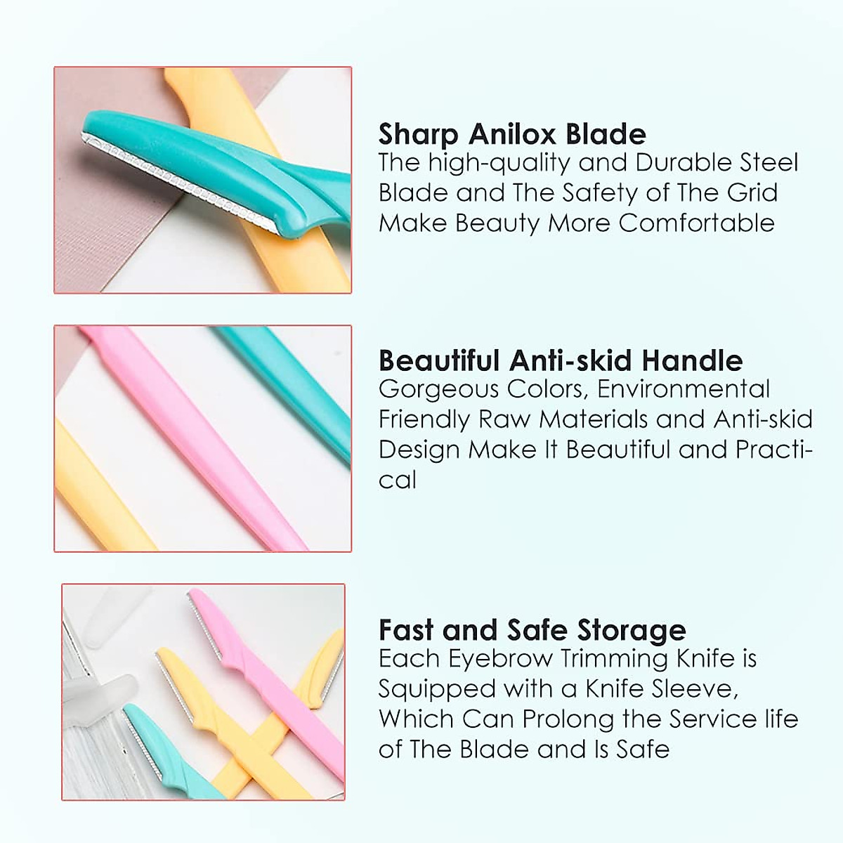 Eyebrow Razor,Eyebrow Hair Trimmers,Eyebrow Razor Shaver Blade, Eye Brow Shaper Face Razor Facial Hair Remover Tools,24PCS,(Pink+Blue+Yellow+Black),Travel Essentials