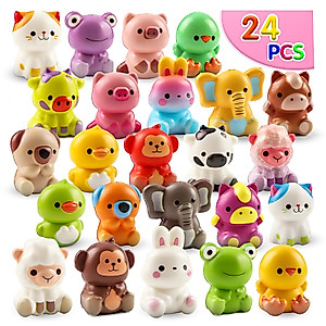 KissFuture Party Favors for Kids 24PCS Animal Squishy Toys,Goodie Bag Stuffers for Kids,Pinata Stuffers,Birthday Gifts for Boys & Girls,Treasure Chest Prizes,Classroom Prizes for Kids