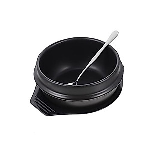 UPKOCH 1 Set Stone Pot for Bibimbap Stew Pots with Lids Stainless Steel Sauce Pan with Lid Soup Bowls with Lids Korean Hot Pot Ramen Cooker Casserole Dish with Lid Ceramic Pot with Tray