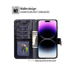 Arseaiy Case for Samsung Galaxy A04 4G Flip Phone Case PU Leather Zipper Pocket Wallet Case Cover with Card Holder Kickstand Shell Black
