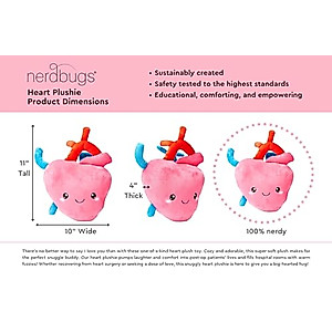 nerdbugs Heart Plush - I Aorta to Tell You How Much I Love You!- Adorable, Cute and Funny Cardiology Heart Plush/ Health Educational Gift/ Heart Surgery Gift/ Heart attack gift