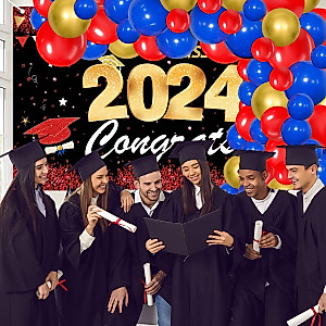 Red Blue Gold Balloon Garland Arch Kit - Royal Blue and Red Balloons Metallic Gold Balloons for Super Boys Hero Birthday Wedding Anniversary Engagement Graduation Party Decorations