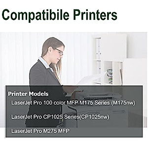 1 Pack Replacement for HP 126A Black Toner Cartridge CE310A for Laserjet Pro 100 Color MFP M175nw,M275,CP1025 Printer Ink