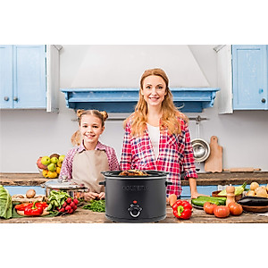 Courant Slow Cooker 5.5 Quart Crock, with Easy Cooking Options, Dishwasher Safe Pot and Glass Lid, Matte Black