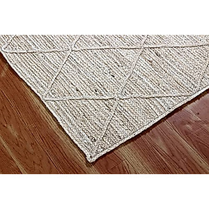 CASAVANI Hand Braided Rag Rug Geometric Beige 4x20 Ft Runner Shape Jute Rug Indoor/Outdoor Use Doormat Rugs for Dining Room,Bedroom,Loundry Room & Balcony 4x6 Feet