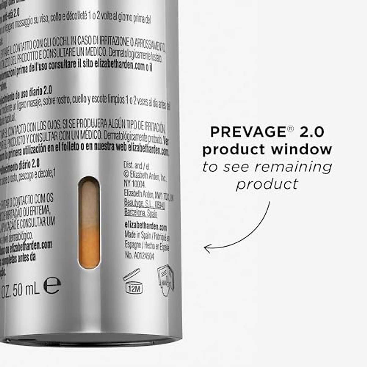 Elizabeth Arden PREVAGE Daily Face Serum 2.0, Anti Aging Serum for Face and Neck, Now With 4x Antioxidant Power, Improves Elasticity, Tones, Textures, Dark Spots, and Brightens Skin, 1.7 oz Tube