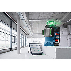 Bosch GLL3-330CG 200ft 360-Degree Green Beam Three-Plane Self-Leveling & Alignment-Line Laser with (1) 12V Max Lithium-Ion 2.0 Ah Battery Charger, BM1 Positioning Device Hard Carrying Case