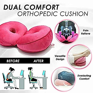 XJZHANG Dual Comfort Cushion Lift Hips Up Seat Pad Cushions, Posture Correction Orthopedic Coccyx for Sciatica Tailbone Hip Pain Relief Fits in Car, Home Office
