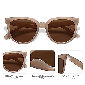 SOJOS Round Polarized Sunglasses for Women Fashion Trendy Style UV Protection Lens Sunnies Sunglasses SJ2175 with Brown Frame/Brown Lens