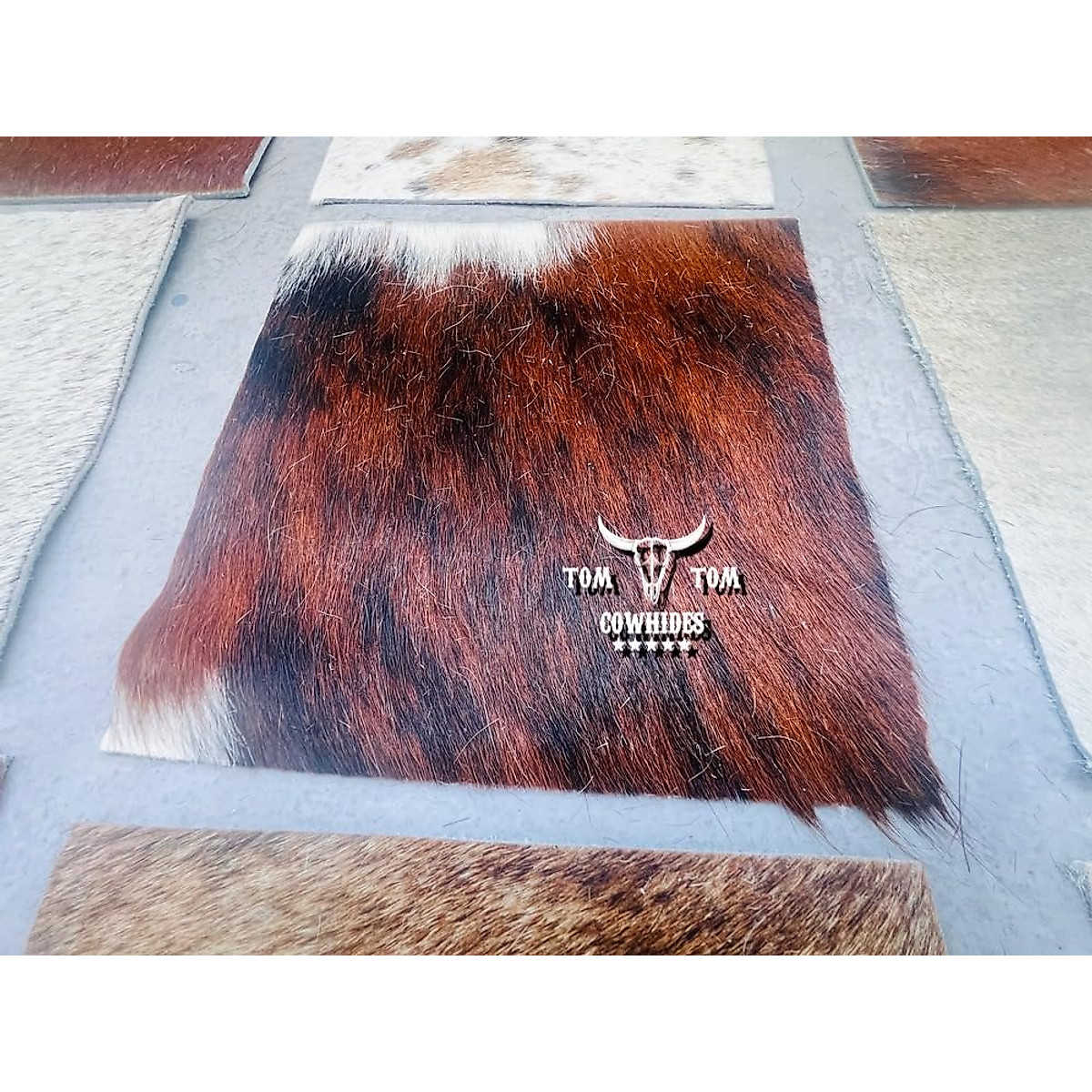 Tomtom Cowhides Nice Variety 15 Pieces Hair on Cow Hide Scrap Leather Hide Remnant (15) Pieces of Approx. 8" x 8"