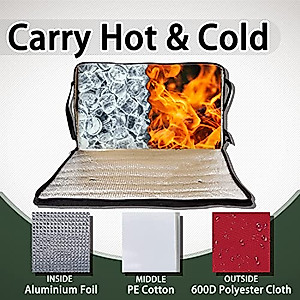 OujiuShark Insulated Pizza Bags for Delivery, 20in x 20in x 12in, Commercial Pizza Warmer Bag, Large Pizza Carrier for Hot and Cold Food (Black)