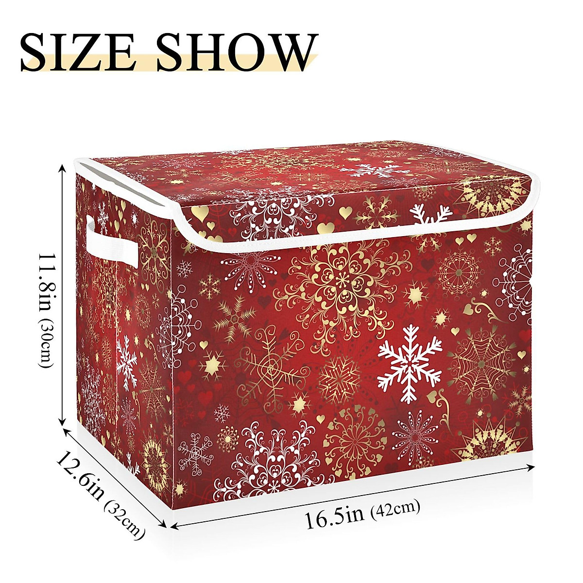 xigua Christmas Snowflakes Storage Bins with Lids and Carrying Handle,Foldable Storage Boxes Organizer Containers Baskets Cube with Cover for Home Bedroom Closet Office Nursery