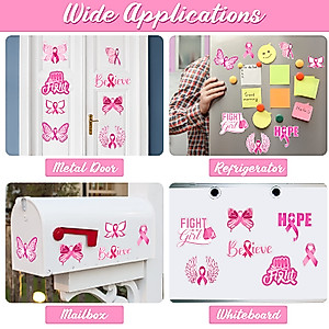 12 Pcs Pink Ribbon Shaped Awareness Car Magnet Breast Cancer Awareness Fight Magnets Stickers Decal Set Refrigerator Butterfly Ribbon Hope Magnets for Garage Door Refrigerator Car Decor