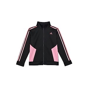 adidas Girl's Essential Tricot Jacket (Big Kids) Black/Pink SM (8 Big Kids)