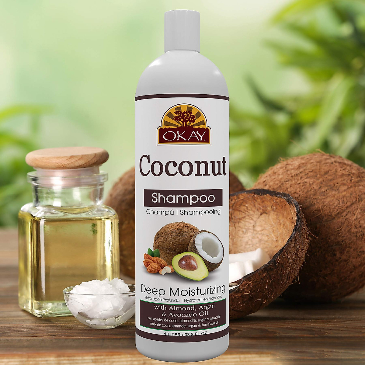 OKAY Coconut Deep Moisturizing Shampoo Helps Replenish Moisture And Elasticity For Healthy Strong Hair Sulfate,Silicone,Paraben Free For All Hair Types and Textures Made in USA 12oz