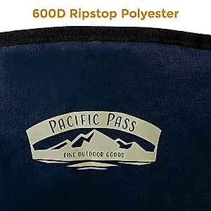 Pacific Pass Quad Camp Chair w/ Built-In Cooler and Cup Holder, Includes Carry Bag - Navy/Gray