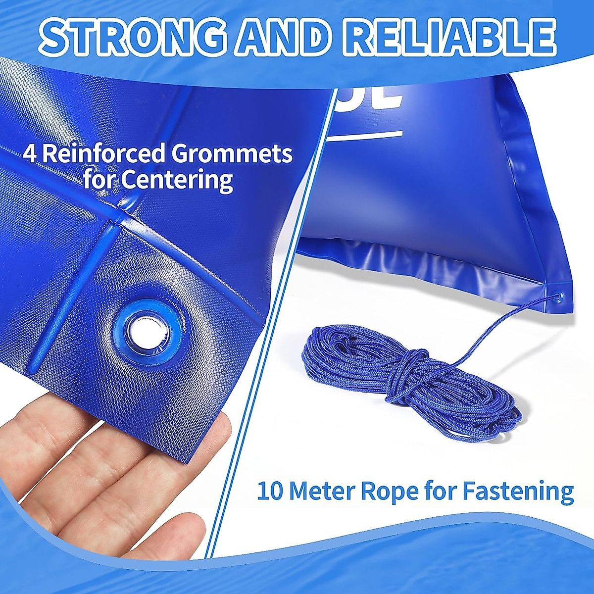 Pool Pillows for Above Ground Pools | 4 x 8 Ft Pool Cover Air Pillows Closing Winter Kit | Ultra Thick & Cold Resistant 0.4mm PVC for Winterizing | Included 2x16.5ft Rope