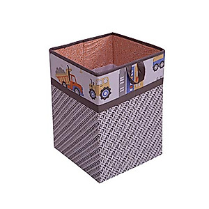 Bacati Construction Multicolor Boys Cotton Collapsible Hamper
