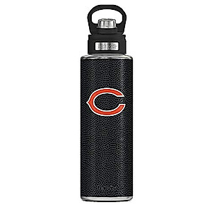 Tervis Triple Walled NFL Chicago Bears Insulated Tumbler Cup Keeps Drinks Cold & Hot, 40oz Wide Mouth Bottle - Stainless Steel, Black Leather