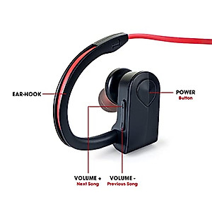 Bluetooth Headphones,HD Deep Bass Stereo Sports Earphones, in-Ear Earbuds,Up to 8 Hours Playtime,Super Light-Weight Design for Workout and Sports, CVC 6.0 Noise Cancelling Headsets(Black Red) (k98)