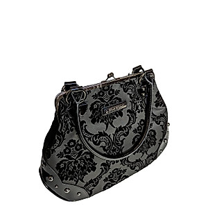 Rock Rebel Mistress Black on Black Victorian Damask Retro Kisslock Purse