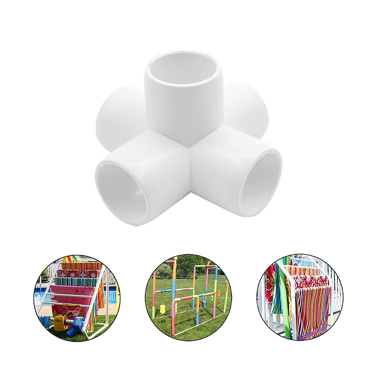 MAXSELL 12 pack 5 Way 3/4 inch PVC Fitting Corner Cross Elbow 45 90 Degree for Greenhouse Shed Pipe, Tent Connection, Furniture Build Grade SCH40, White