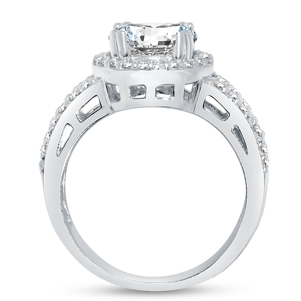 Size - 4.5-925 Sterling Silver Round Large Wide Floating Halo Solitaire Engagement Ring CZ Cubic Zirconia (3.50cttw., 2.50ct. Center)