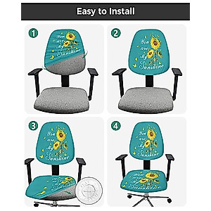 Big buy store Office Chair Cover Sunflower Butterfly Desk Chair Cover Stretch Elastic Universal Computer Chair Covers My Sunshine Teal Green Stretch Rotating Chair Slipcovers Protectors
