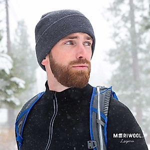 MERIWOOL Beanie for Men and Women - Merino Wool Blend Ribbed Knit Winter Hat Brown
