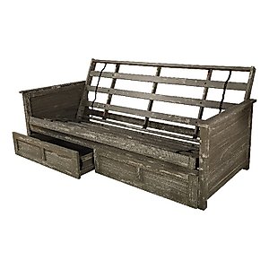 Kodiak Furniture Lexington Weathered Gray Finish Futon Frame with Drawers