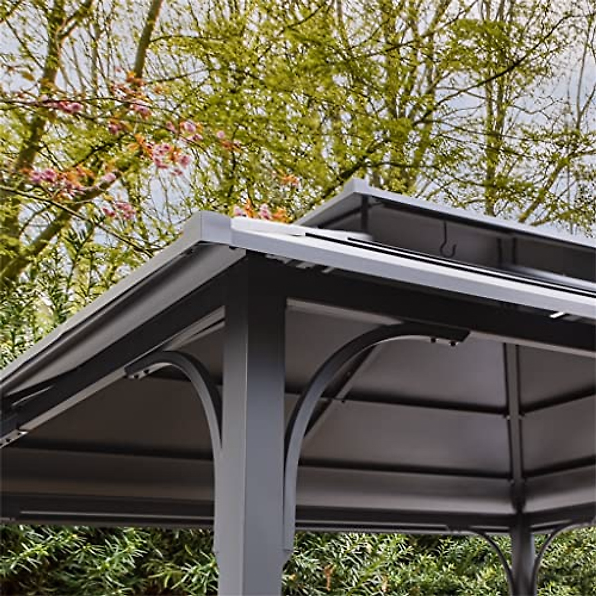 LHLLHL 12 Ft. W X 14 Ft. D Metal Black 2-Tier Double Roof Patio Gazebo with Curtains and Netting (Color : D, Size : 12 Ft. W X 14 Ft)