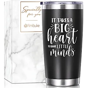 Fimibuke Gifts for Teacher from Students - 20 OZ Tumbler Teachers Day Gifts for Teacher Appreciation Teacher Gift Insulated Cups Big Heart Funny Birthday Present Graduation Gifts Tumbler for Teacher