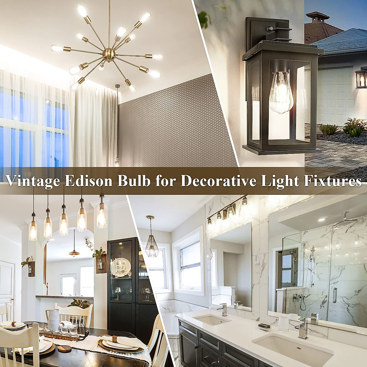 DiCUNO LED Edison Bulb 60 Watt Equivalent, Daylight White 4500K, Dimmable Edison Bulbs ST64, Antique LED Filament Bulb for Kitchen Lighting, 800 LM, Clear Glass, Pack of 4