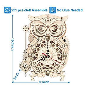 RoWood 3D Puzzles for Adults, Wooden Model Kits for Adults to Build, Birthday Gift for Adults & Teens (161 PCS)- Owl Clock