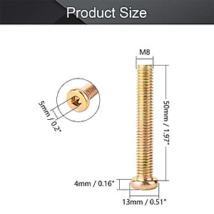 MroMax 15Pcs M8 x 50mm Hex Socket Flat Head Screws, Colorful Zinc Plated Carbon Steel, Fully Threaded, Hex Drive, Socket Cap Furniture Bolts Fastener for Crib, Bed Frame, Chair and Cabinet