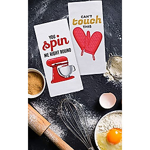 Microfiber Dish Towels Funny Kitchen Towel Set of 4 - Best Housewarming Gifts for New Home Kitchen, Tea Towels for Kitchen Funny, Mom Kitchen Gifts, Baking Themed Dish Towels with Sayings