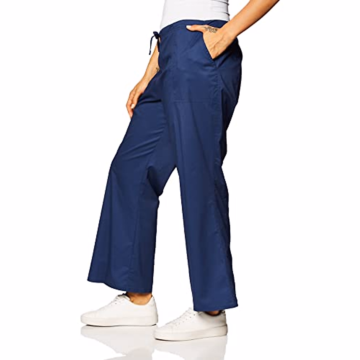 Scrubs for Women Workwear Core Stretch Drawstring Cargo Scrub Pants Plus Size 4044P, 2XL Petite, Navy
