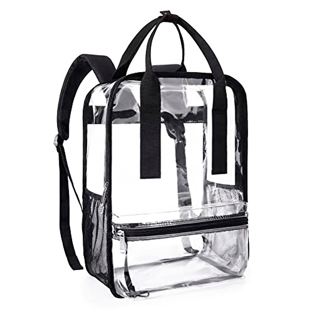 mommore Heavy Duty Clear Backpack Durable See Through Bookbags for Work, 16” Transparent Large Backpack, Black