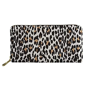Dellukee Fashion Leather Wallet Case Leopard Print Women Zip Around Phone Clutch Bag Long Purse Organizer