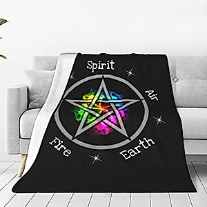 Wicca 5 Five Elements Earth Wicca Wiccan Full Fleece Throw Cloak Wearable Blanket Flannel Fluffy Comforter Quilt Nursery Bedroom Bedding King Size Plush Soft Cozy Air Conditioner Blanket