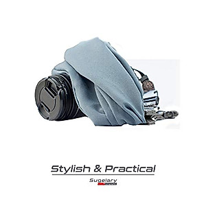 Sugelary Camera Shoulder Neck Strap, Vintage Fabric Satin Scarf Camera Strap for All DSLR Camera Nikon Canon Sony Pentax (Grey)