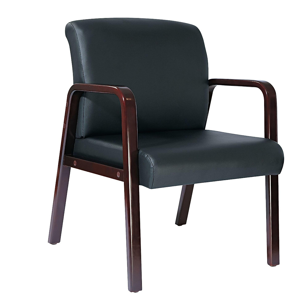 Alera ALERL4319M Alera Reception Lounge Series Guest Chair, Mahogany/black Leather