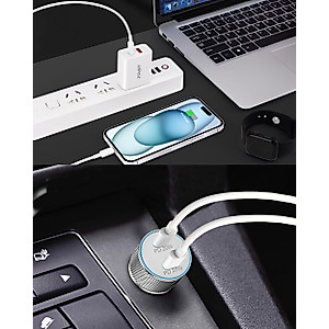 20W Dual Port Fast Wall Charger Block + 2Pack 6FT C to C Fast Charging Sync Cable + 40W Car Charger for iPhone 15/15 Plus/15 Pro Max, iPad Pro/Air/Mini