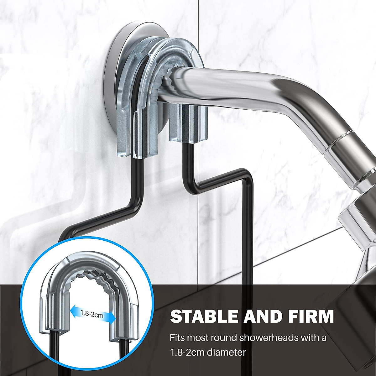 Epicano Anti-Swing Hanging Shower Caddy, Over Head Shower Caddy Rustproof with hooks for Towels, Sponge and more, Metal Black