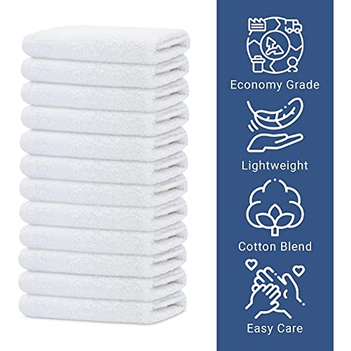 GOLD TEXTILES Pack of 120 Washcloth Kitchen Towels Cotton Blend (12x12 Inches) Commercial Grade, Machine Washable Cleaning Rags (120, White)…