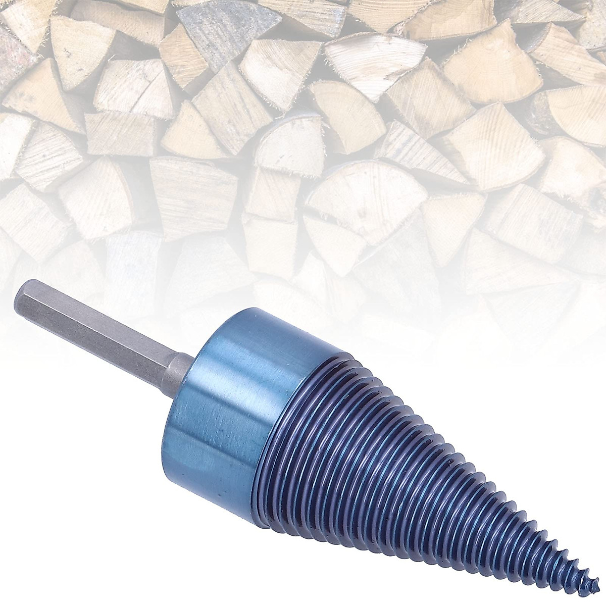 Xinde Firewood Log Splitter Drill Bit, High Speed Steel Log Breaker Reamer, Heavy Duty Twist Firewood Wood Splitter Drill Bit for Electric Drill Machine for Camping Farm Family (42mm Hex Shank)