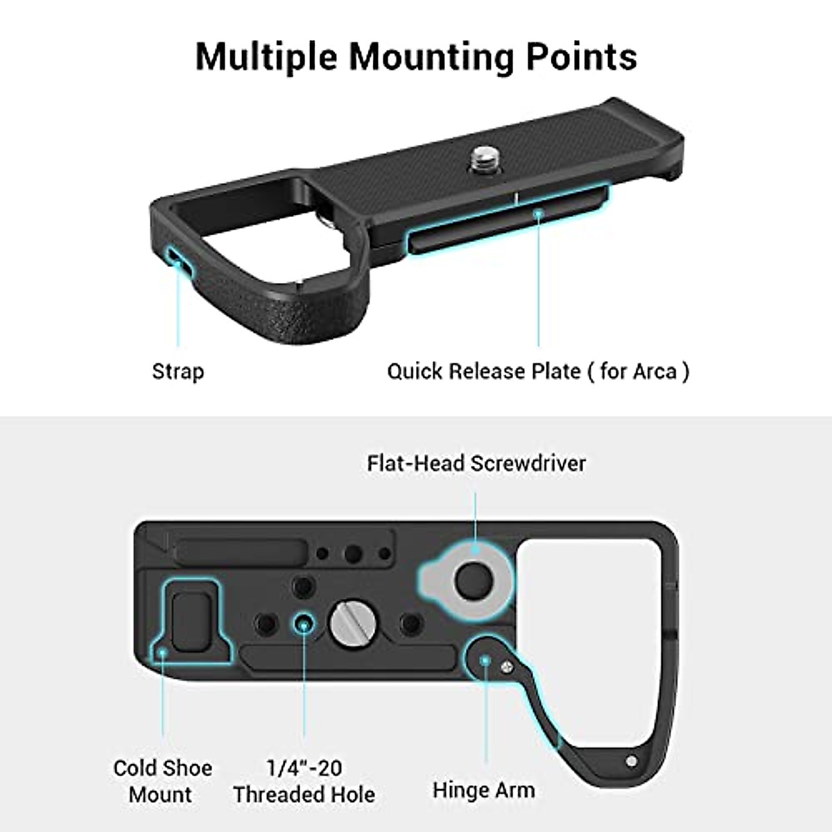 SmallRig Baseplate for Sony Alpha 7R V/ A7 IV, with QR Plate (for Arca) Quick Switch Between Tripod and Stabilizer (for DJI RS 2/RSC 2/RS 3 Pro), w/ Cold Shoe, Base Cold Shoe Mount Bracket - 3666