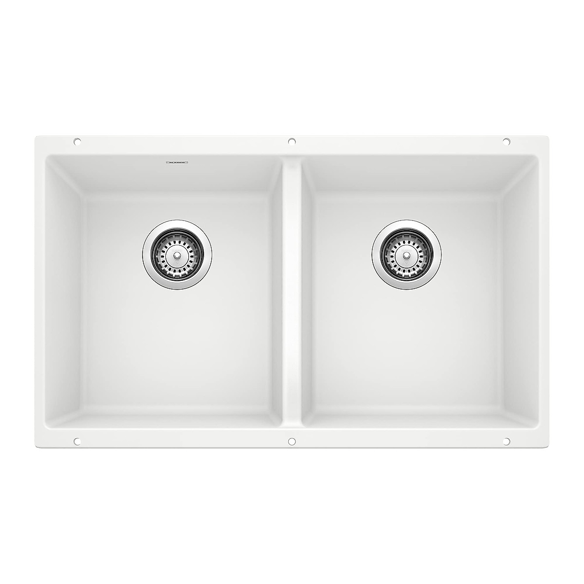 BLANCO 516320 Equal White Precis Silgranit 50/50 Double Bowl Undermount Kitchen Sink