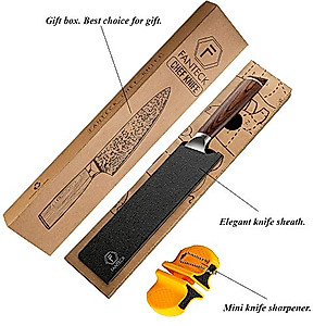 [8 Inch]Chef Knife,FANTECK Kitchen Knife Ultra Sharp Pro German High Carbon Stainless Steel Meat Sushi Fruit Vegetable Cutting Gyuto Cleaver Best Chef Knife[Gift Box]-Ergonomic Pakkawood Handle
